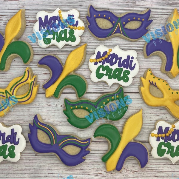 Mardi Gras Cookies - Etsy