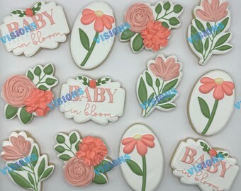 2 Dozen Baby Girl Shower Cookies baby in Bloom Theme Customizable ...