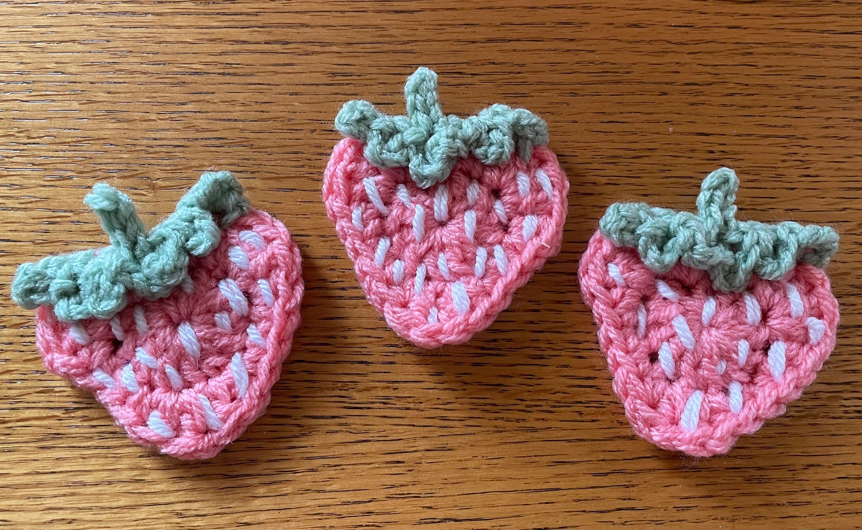 Crocheted Strawberry Appliqués Red Pink Embellishments - Etsy UK