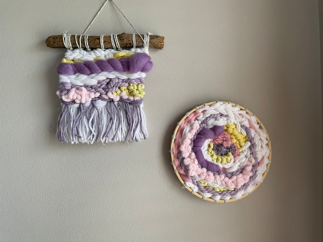 Circular Weave Hanging Weave Wall Decoration Pink Lilac - Etsy