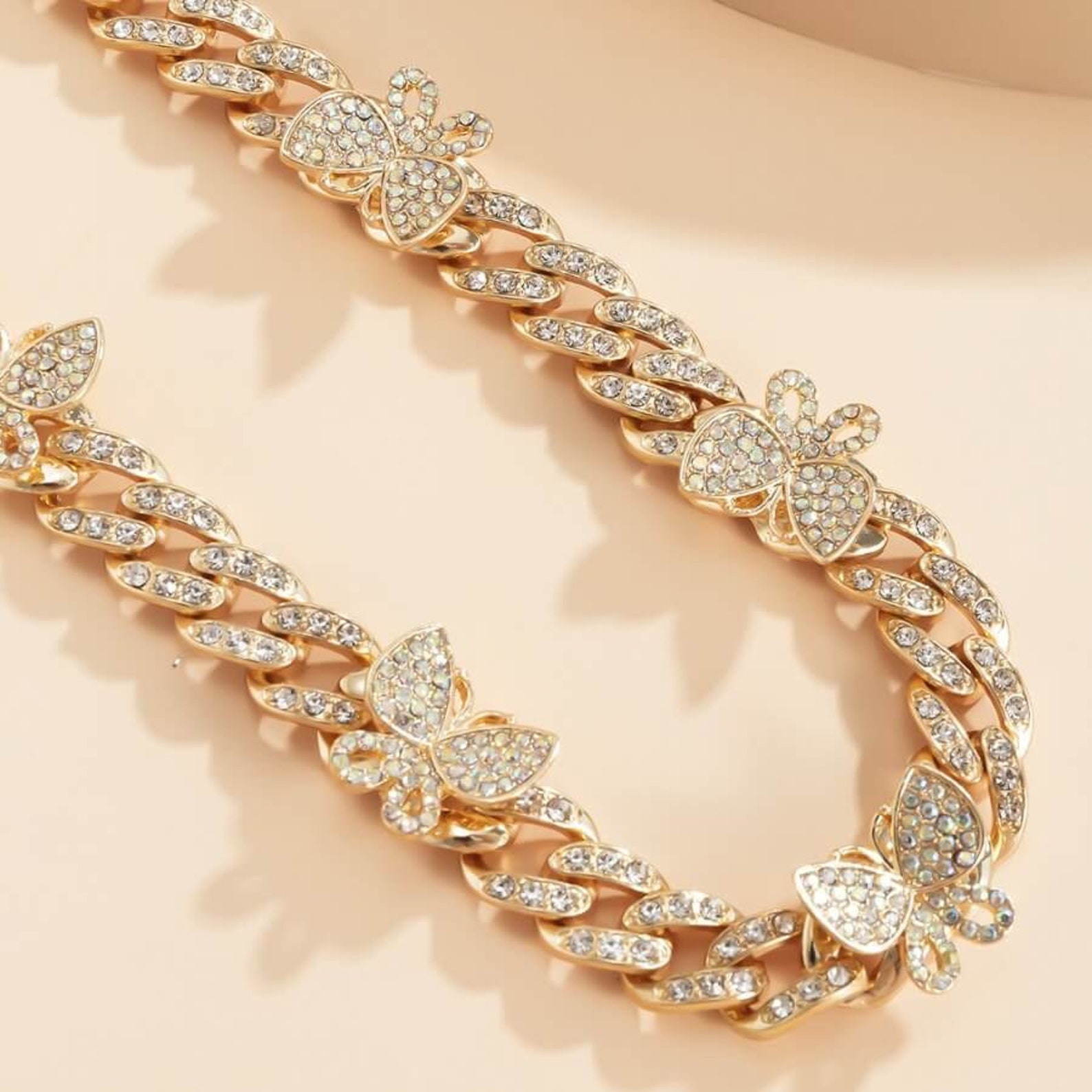 Butterfly Cuban Necklace 13mm Miami Cuban Link Choker Chain - Etsy