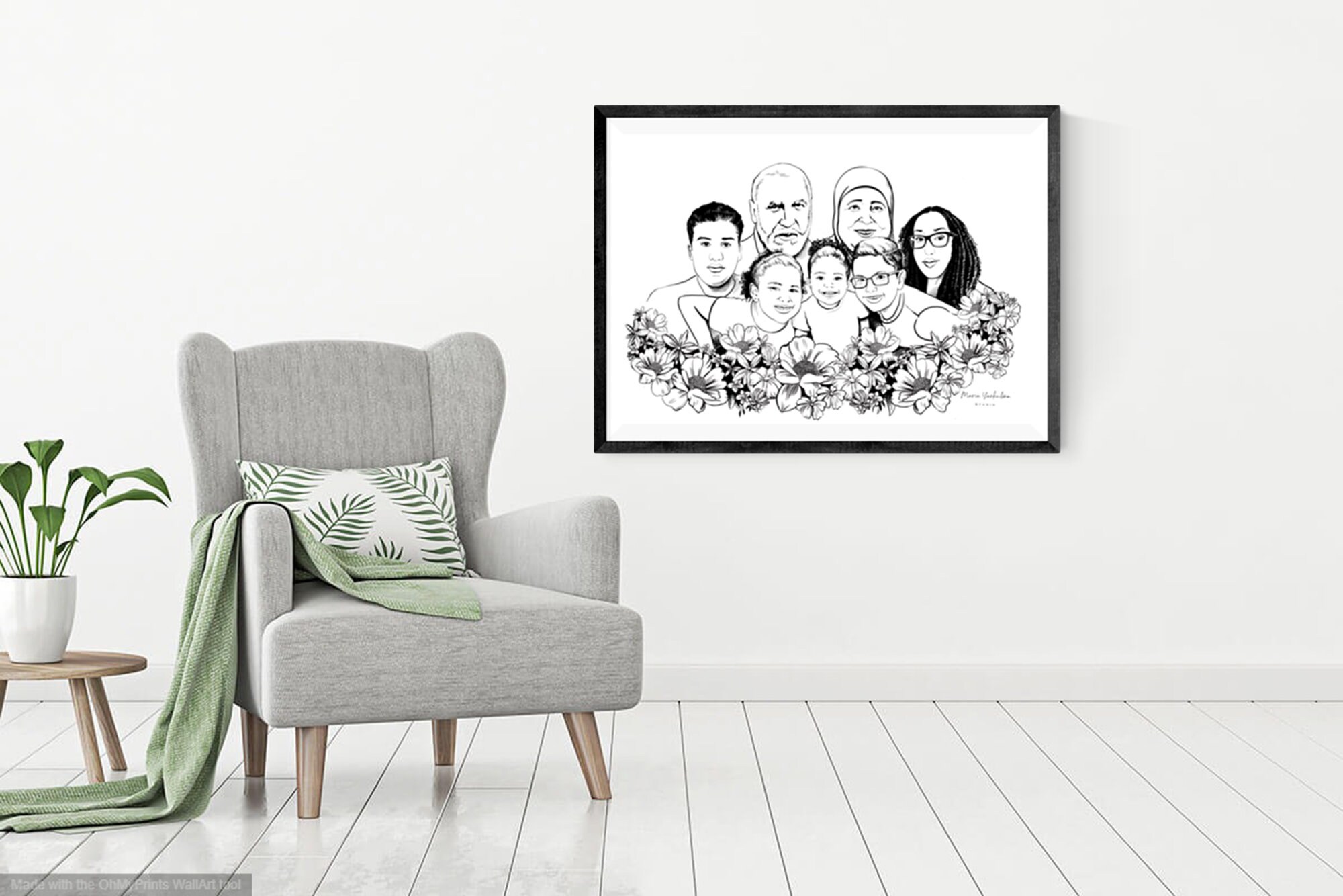 Personalized Family Wall Art, Family Portrait From Photo, Family Wall ...