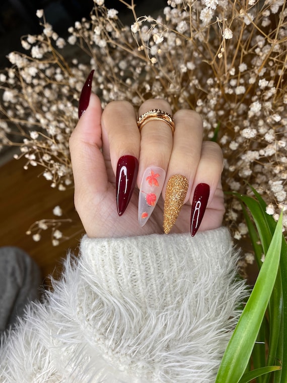Burgundy nails designs store
