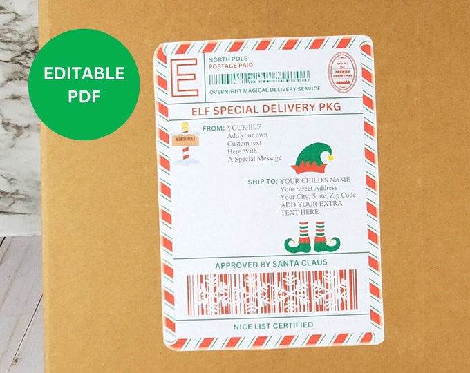 Editable Elf Mail Shipping Labels North Pole Stickers, Printable Santa ...