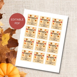 Editable Thanksgiving Favor Tag, Happy Fall Gift Tag Template ...