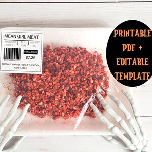 24 Editable Fake Meat Stickers to Print Out for Red Velvet Crispy Rice ...