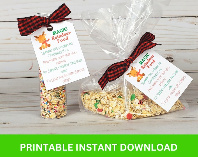 Printable Reindeer Food Tags, Instant Download Magic Reindeer Food Poem ...