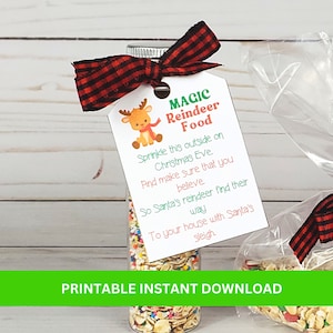 Magic Reindeer Food Poem Printable, Reindeer Food Tags Instant Download ...