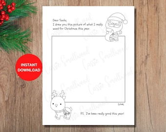 Letter to Santa Coloring Page, Santa Letter, Letter to Santa, Kids ...