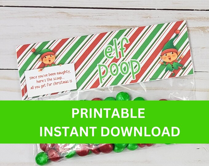 Printable Elf Poop Bag Toppers, Funny Coworker Christmas Gift, White ...