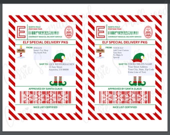 Editable Elf Mail Shipping Labels North Pole Stickers, Printable Santa ...