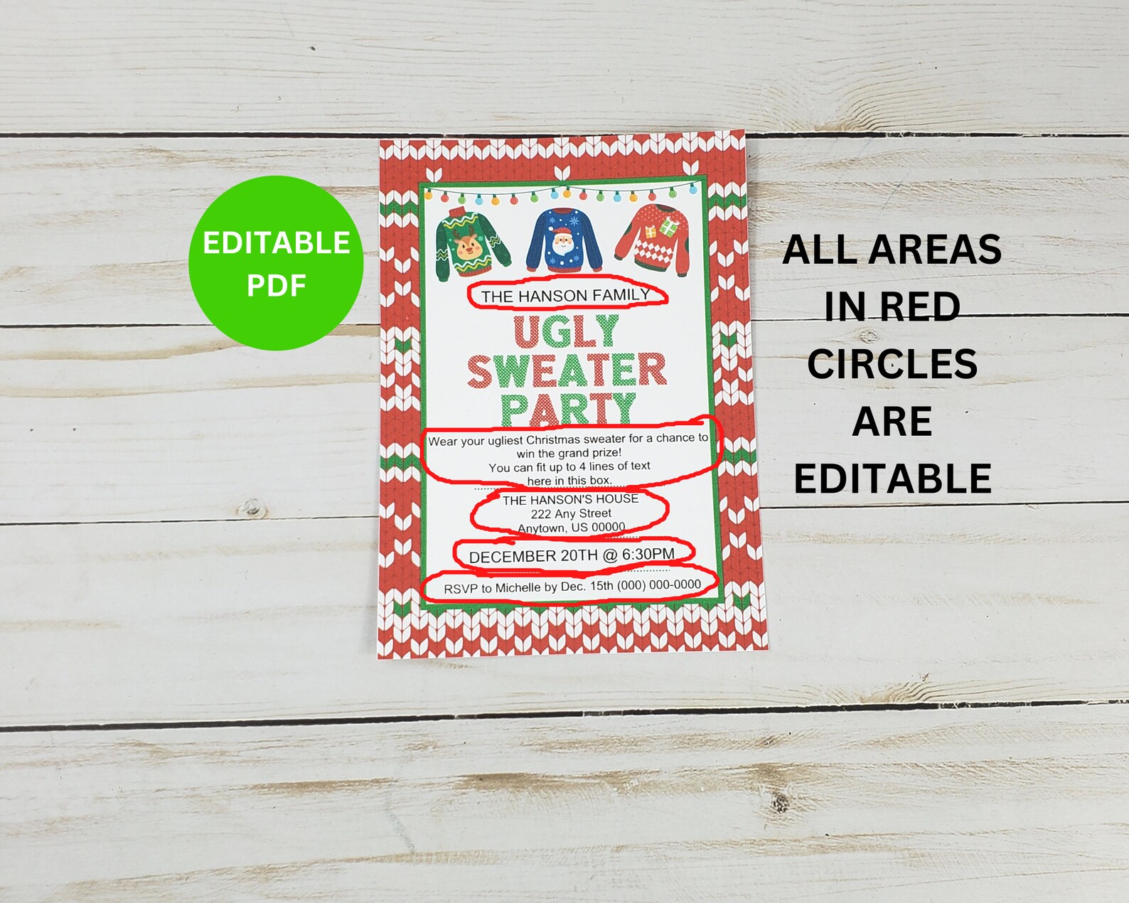 Editable Ugly Sweater Party Invite Printable Voting Set - Etsy