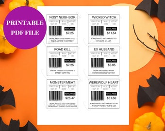 Printable Fake Meat Labels Halloween Prank, Funny Fake Food Labels ...