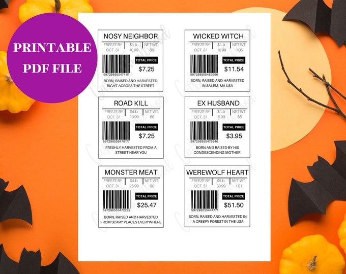 Editable Printable Fake Meat Labels Halloween Prank, Funny Fake Food ...