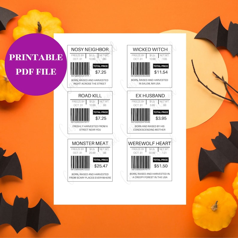 Printable Fake Meat Labels Halloween Prank Funny Fake Food - Etsy UK