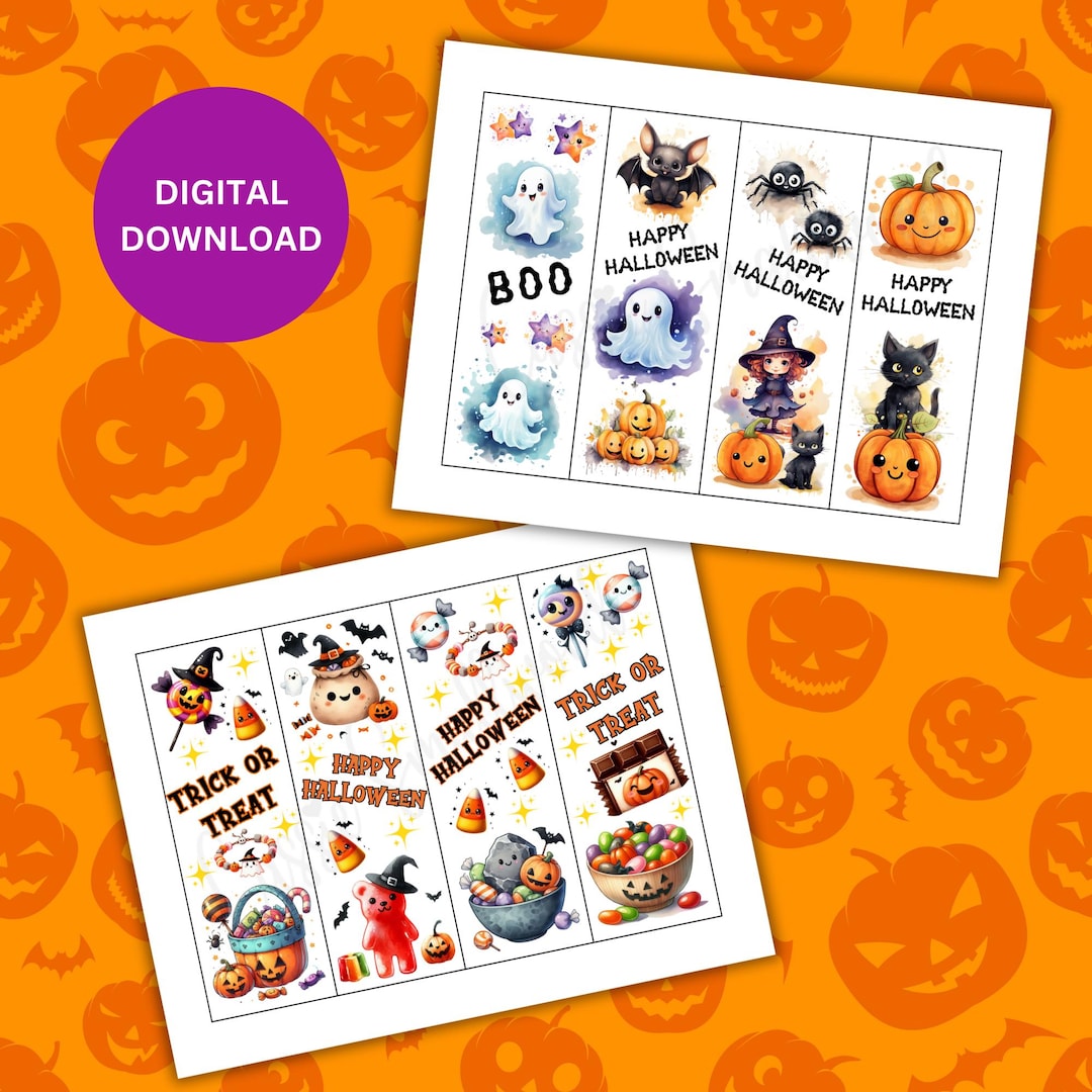 48 Halloween Bookmarks Printable, Halloween Bookmarks to Color ...