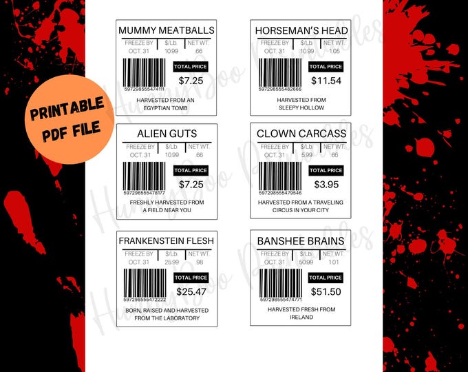 Printable Fake Meat Labels Halloween Prank, Funny Fake Food Labels ...