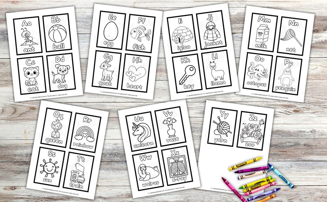 Digital Download Alphabet Flashcards to Color, ABC Flash Cards ...