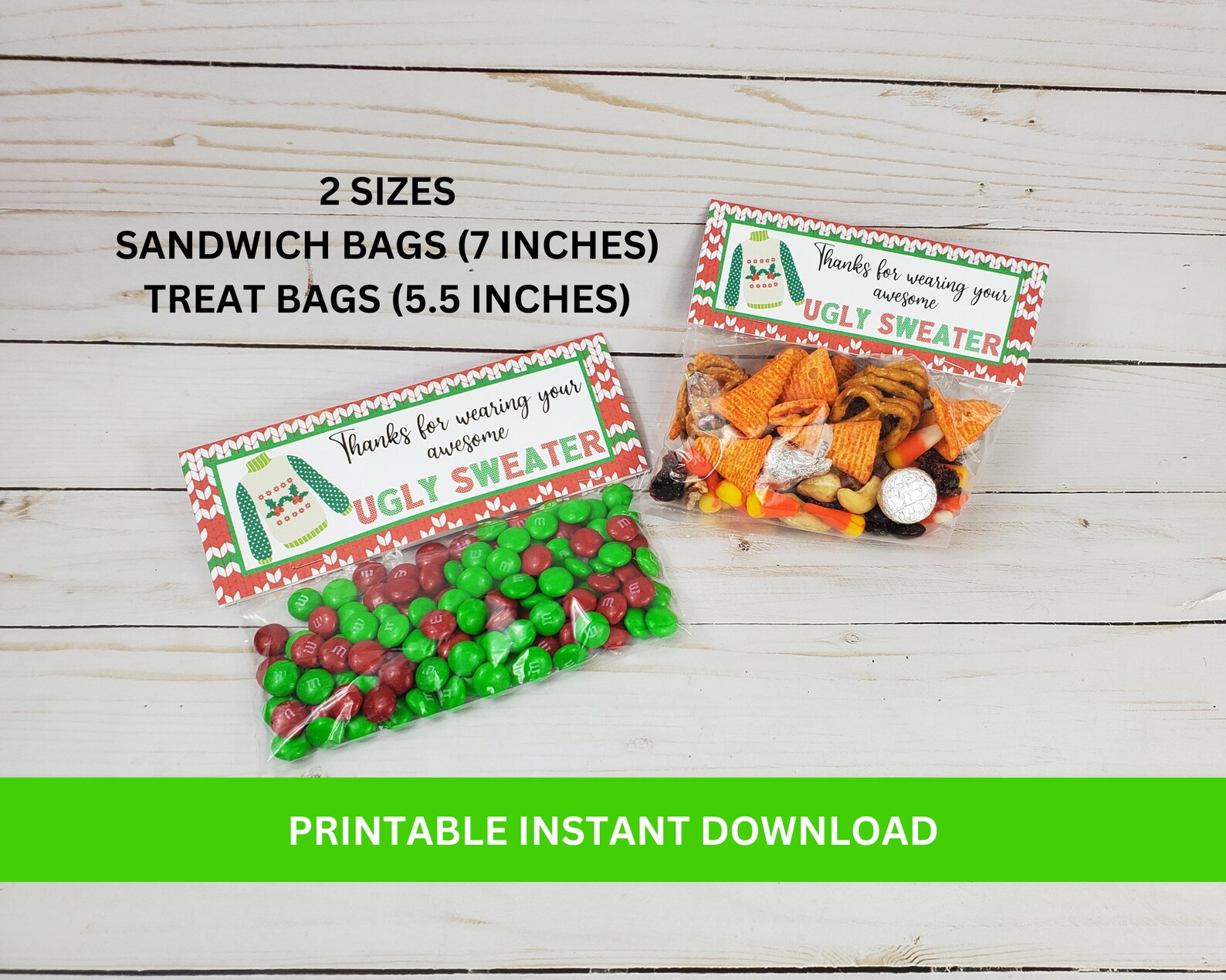 Editable Ugly Sweater Party Invite, Printable Voting Set, Treat Bag ...