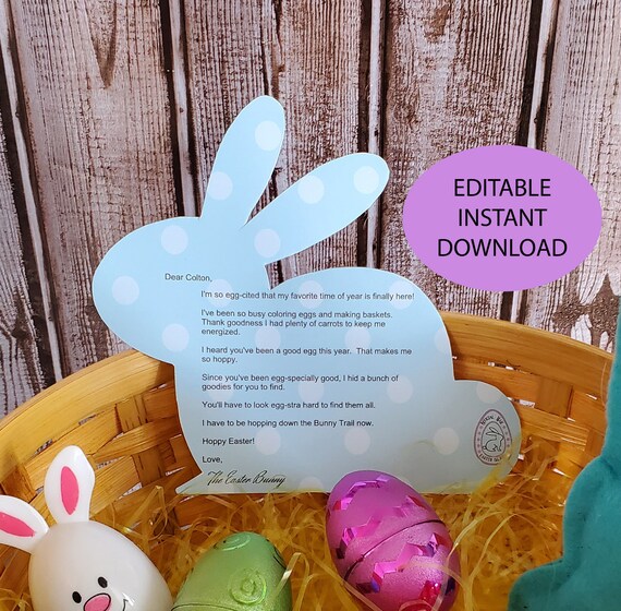 Editable Instant Download Easter Bunny Letter Printable for | Etsy