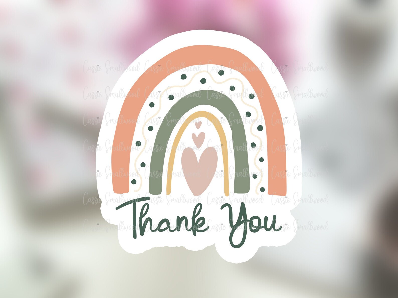 Boho Rainbow Thank You Stickers PNG Printable Neutral Rainbow - Etsy