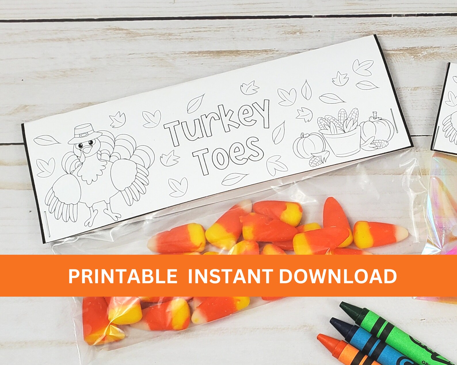 Printable Turkey Toes Bag Toppers, Happy Thanksgiving Coloring Pages ...