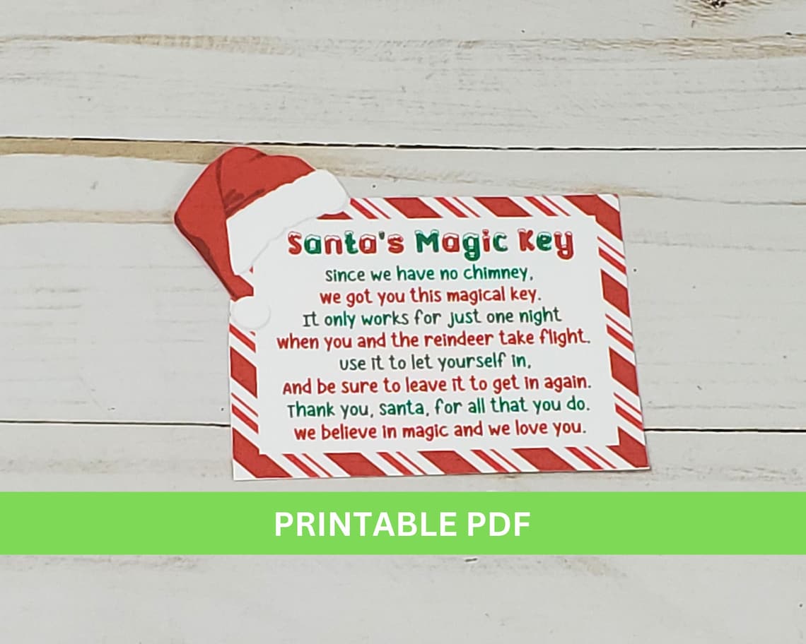 Printable Santa's Magic Key Tag With Poem, No Chimney Key Tag Digital ...