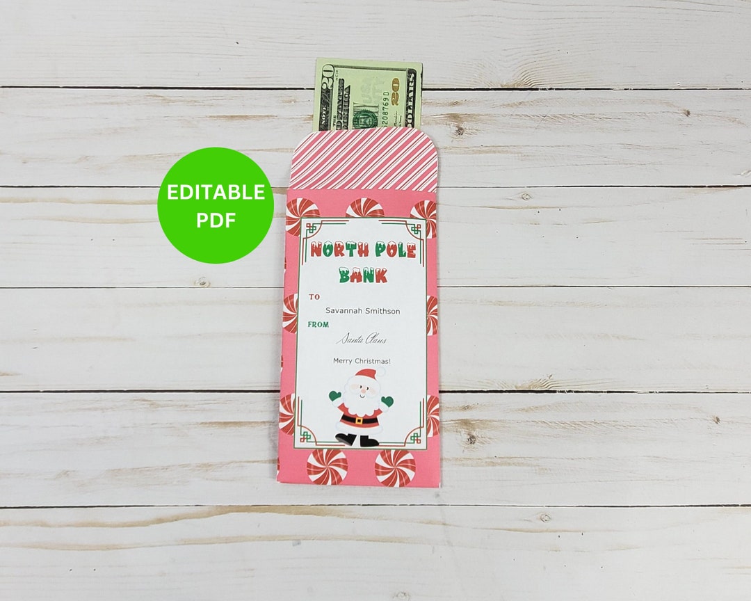 Personalized Christmas Money Envelope From Santa Printable Template ...