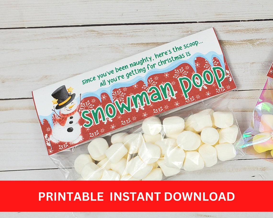 Printable Snowman Poop Bag Toppers Elf Ideas Funny Poop - Etsy