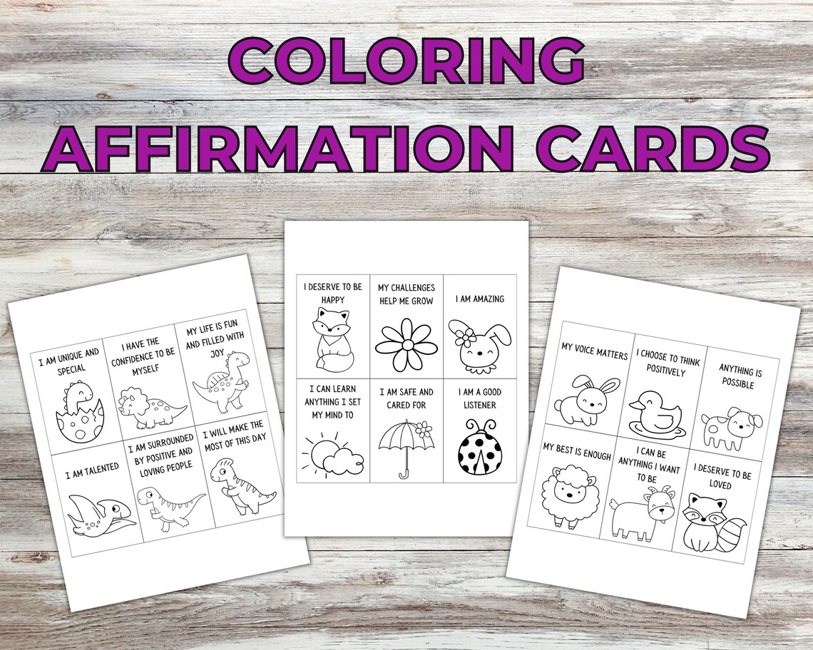 Printable Gratitude Journal for Kids, Positive Affirmations Coloring ...