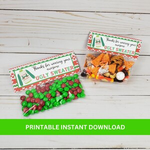 Printable Ugly Sweater Party Favor Tags, Ugly Christmas Sweater Party ...