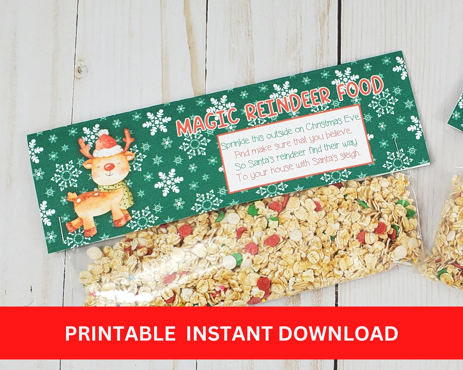 Printable Magic Reindeer Food Treat Bag Topper With Poem, Instant ...