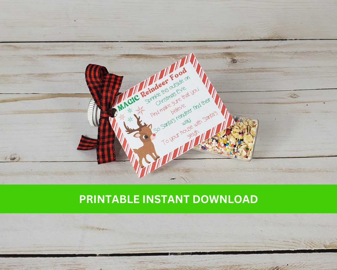 Printable Reindeer Food Tags Instant Download Magic Reindeer - Etsy