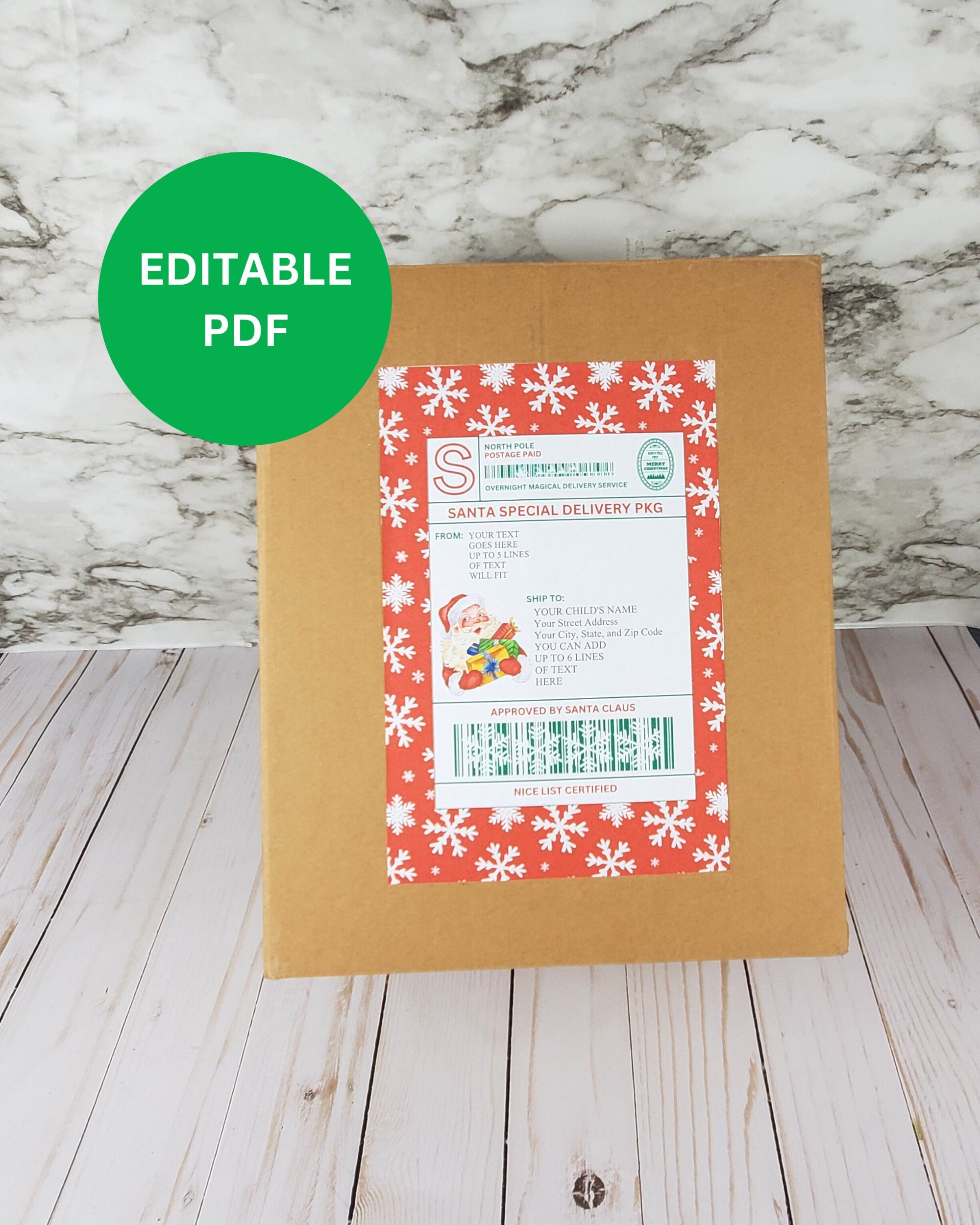 Editable Santa Mail North Pole Shipping Labels, Printable Santa Claus ...