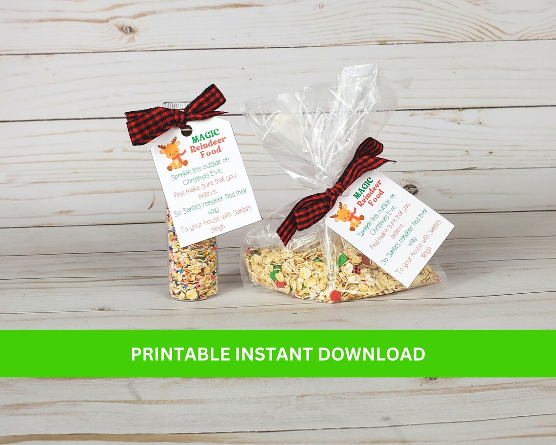 Magic Reindeer Food Poem Printable Reindeer Food Tags Instant - Etsy