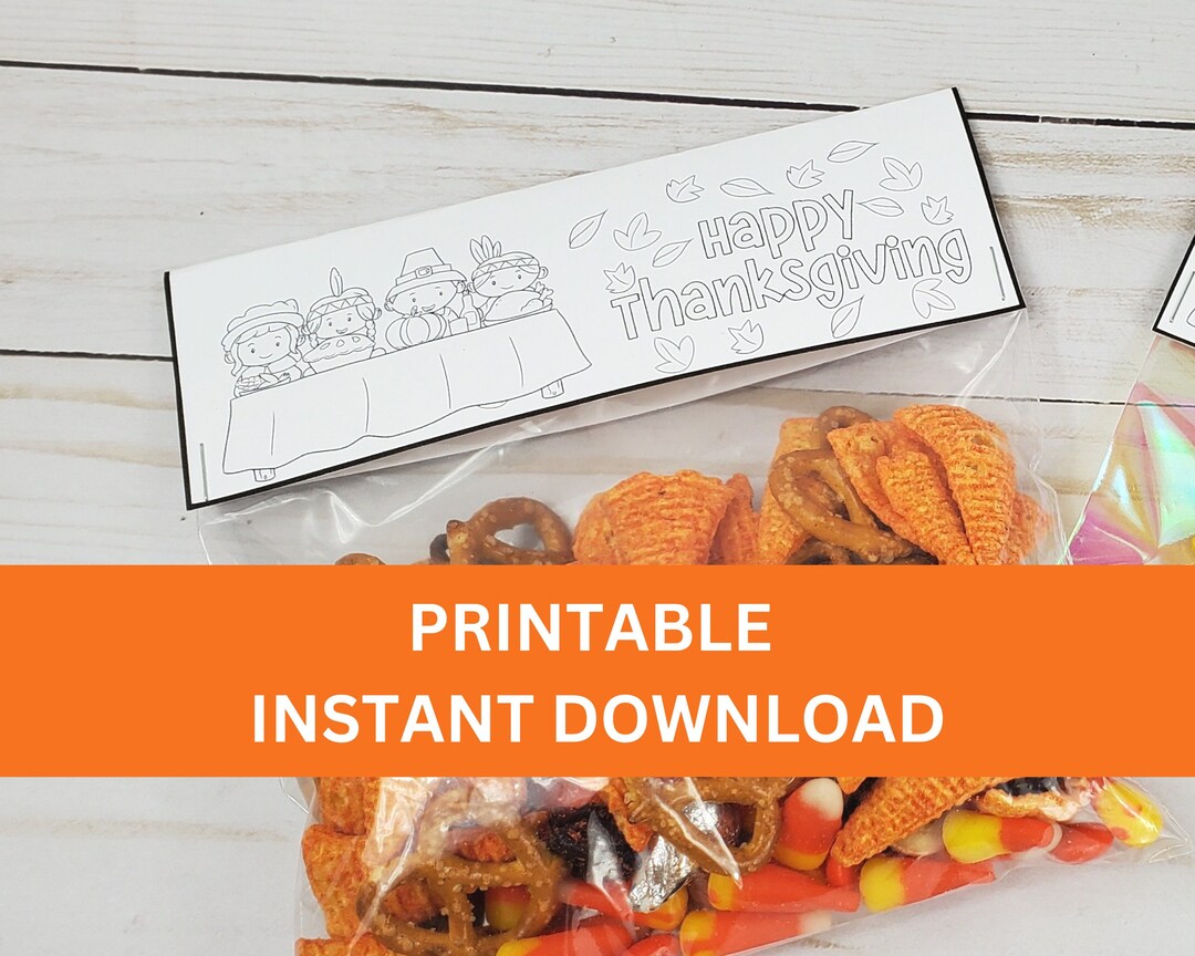 Printable Happy Thanksgiving Bag Toppers, Coloring Happy Thanksgiving ...