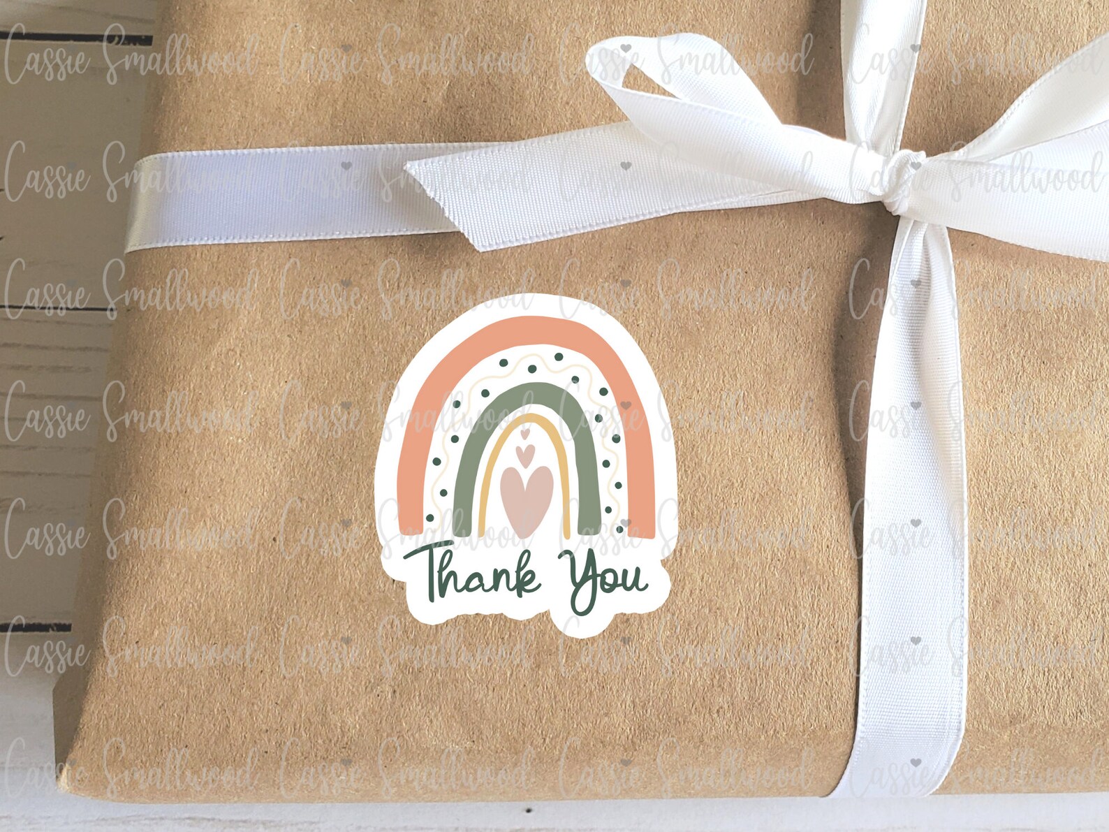 Boho Rainbow Thank You Stickers PNG Printable Neutral Rainbow - Etsy