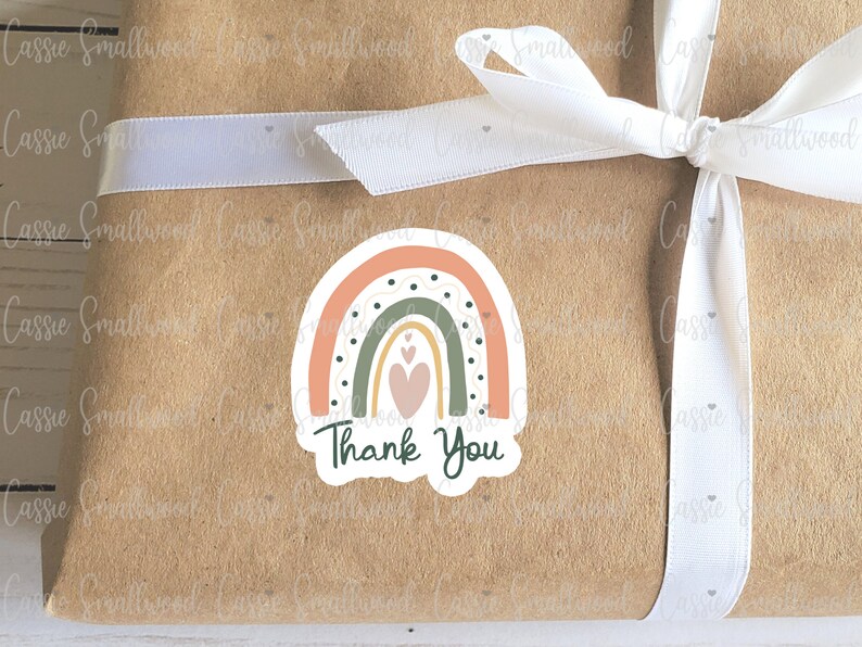 Boho Rainbow Thank You Stickers PNG Printable Neutral Rainbow - Etsy