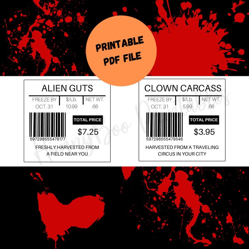 Printable Fake Meat Labels Halloween Prank, Funny Fake Food Labels ...