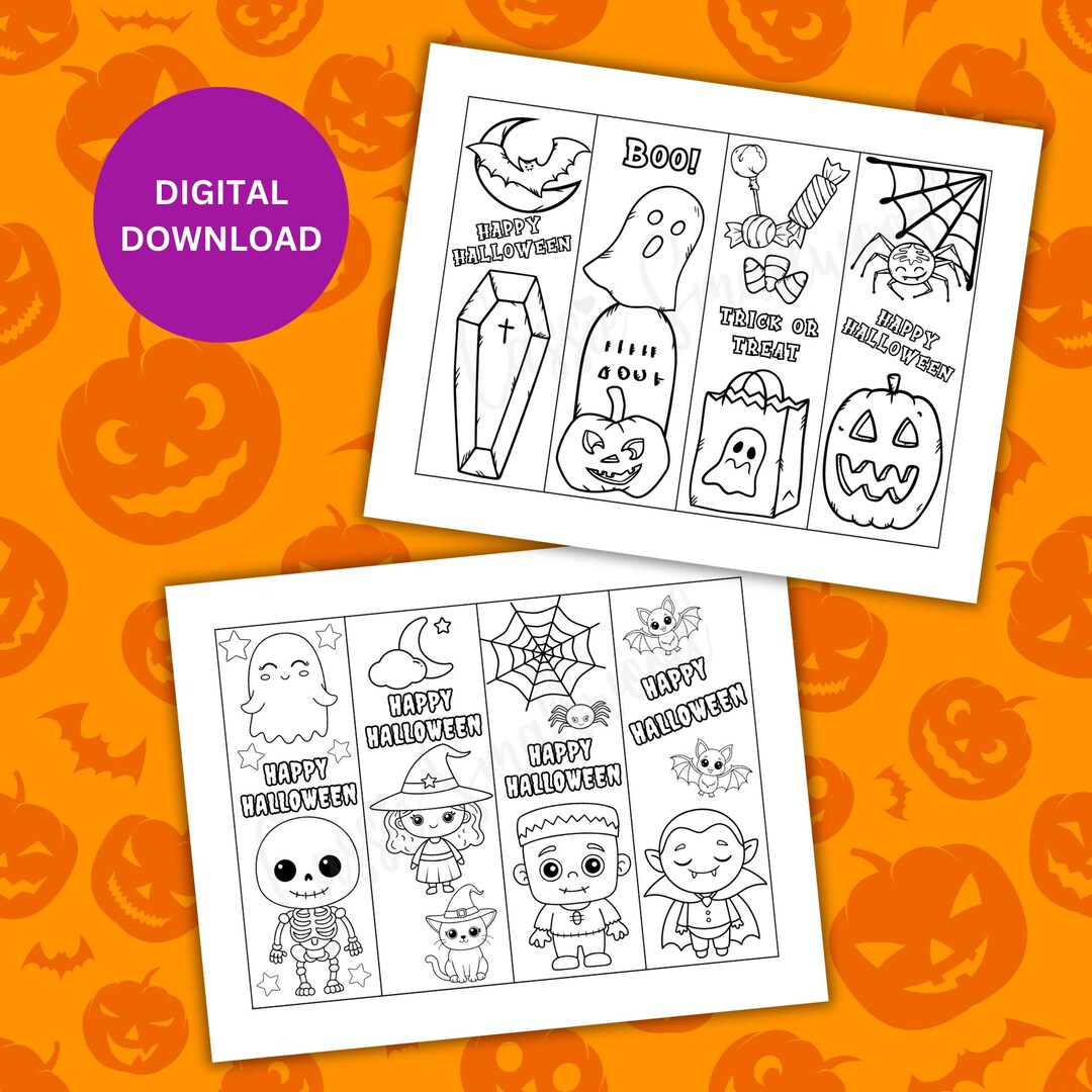 48 Halloween Bookmarks Printable Student Gift From Teacher Bulk ...