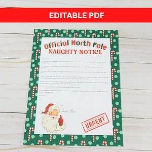 Editable Instant Download Santa Naughty Letter, Santa Claus Warning ...