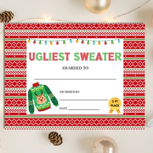 Editable Ugly Sweater Party Invite, Printable Voting Set, Treat Bag ...