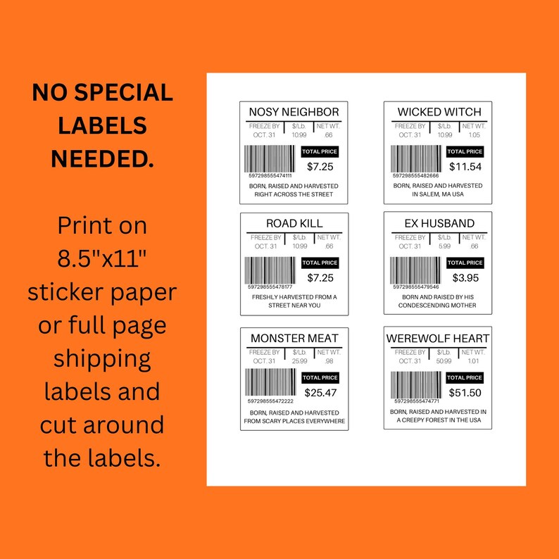 Printable Fake Meat Labels Halloween Prank, Funny Fake Food Labels ...