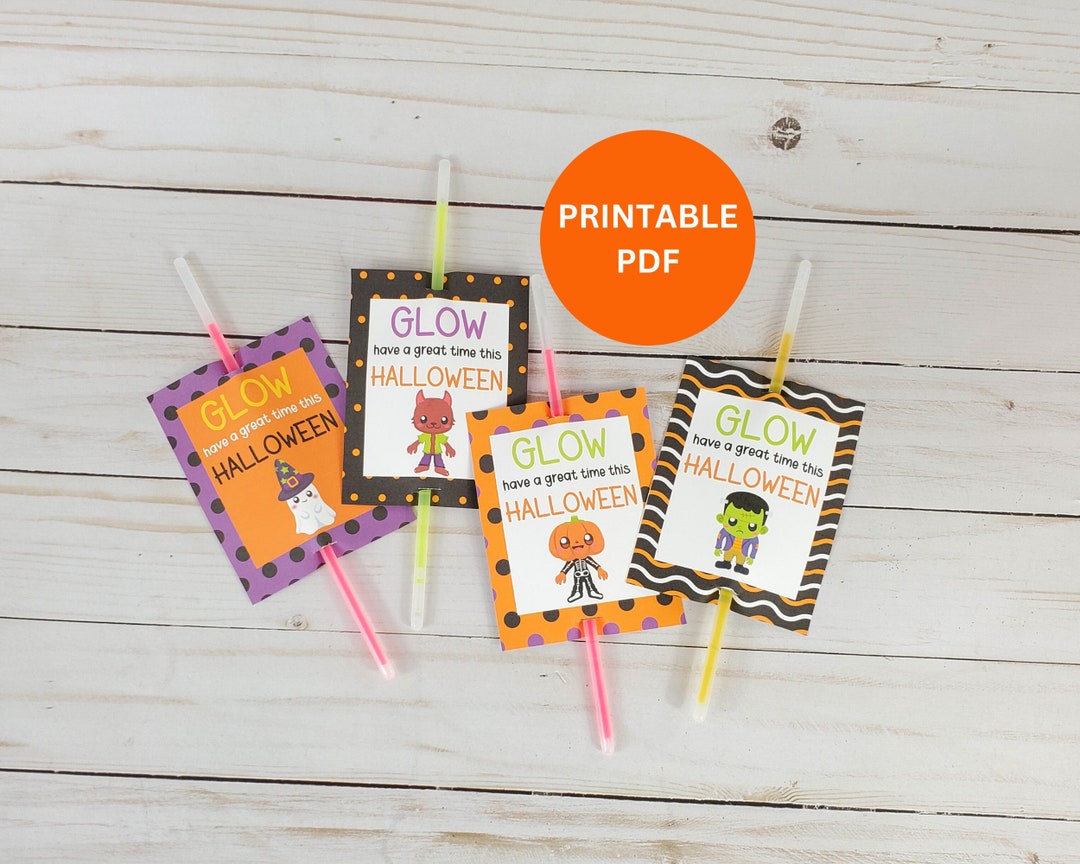 Printable Halloween Glow Stick Tags, A Little Light for Halloween Night ...