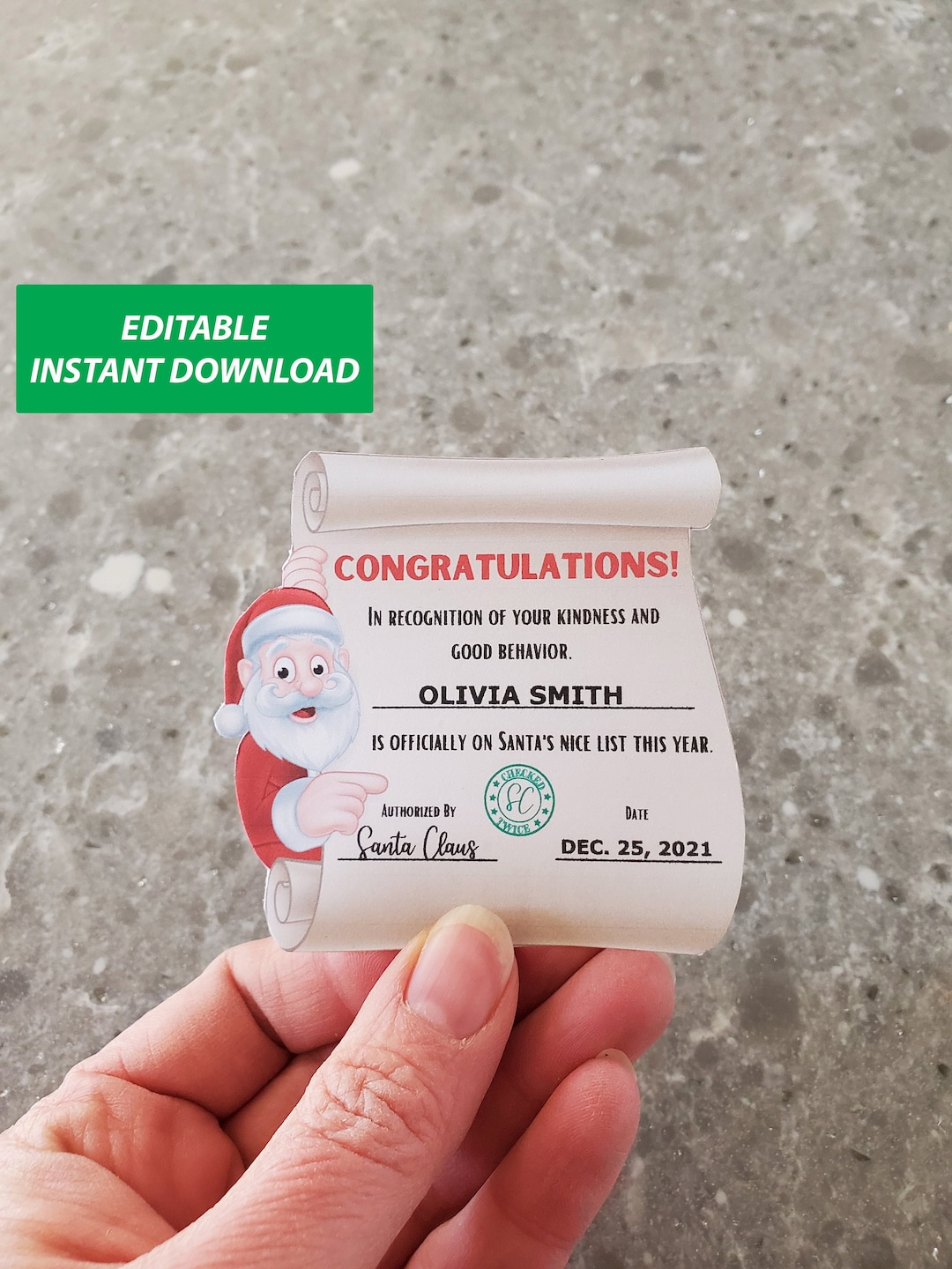 Editable Nice List Certificate Digital Download, Mini Elf Report Card ...