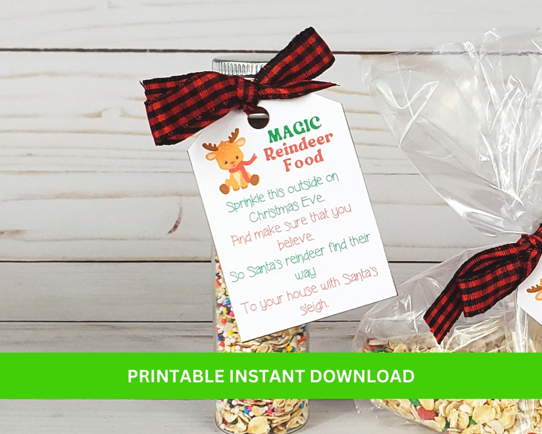 Magic Reindeer Food Poem Printable, Reindeer Food Tags Instant Download ...