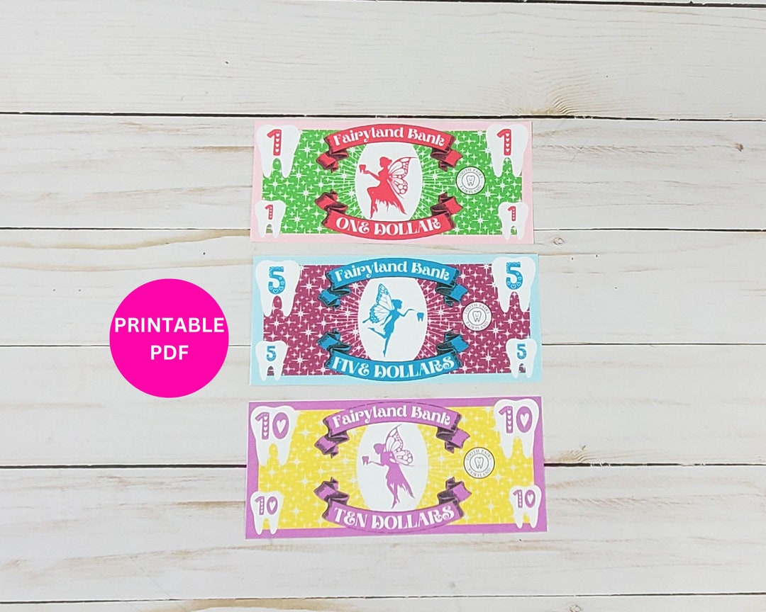 Printable Tooth Fairy Play Money, Last Minute Tooth Fairy Gift Idea ...