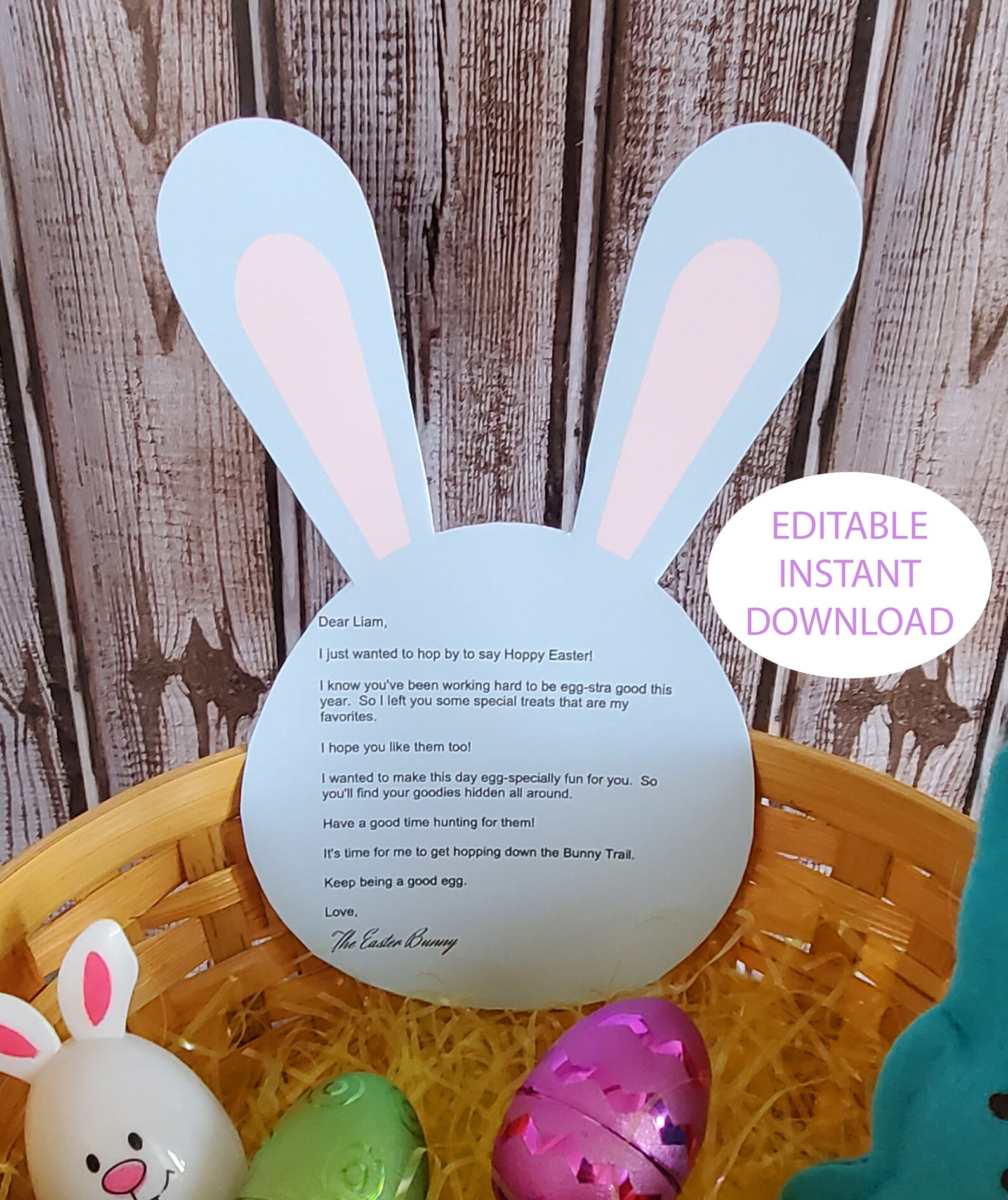 Editable Easter Bunny Note Instant Download, Personalized Letter From ...