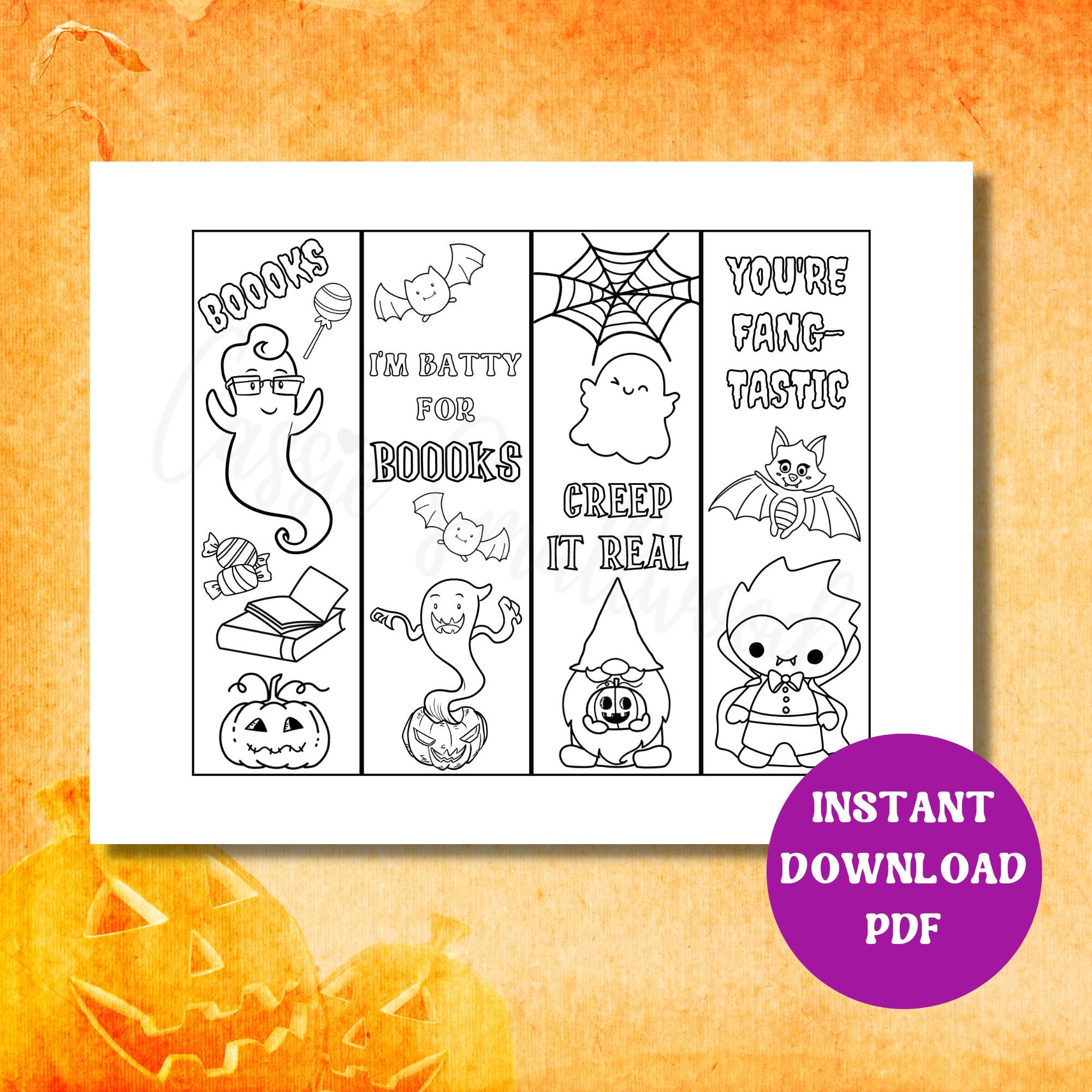 Printable Halloween Coloring Bookmarks for Kids Halloween - Etsy