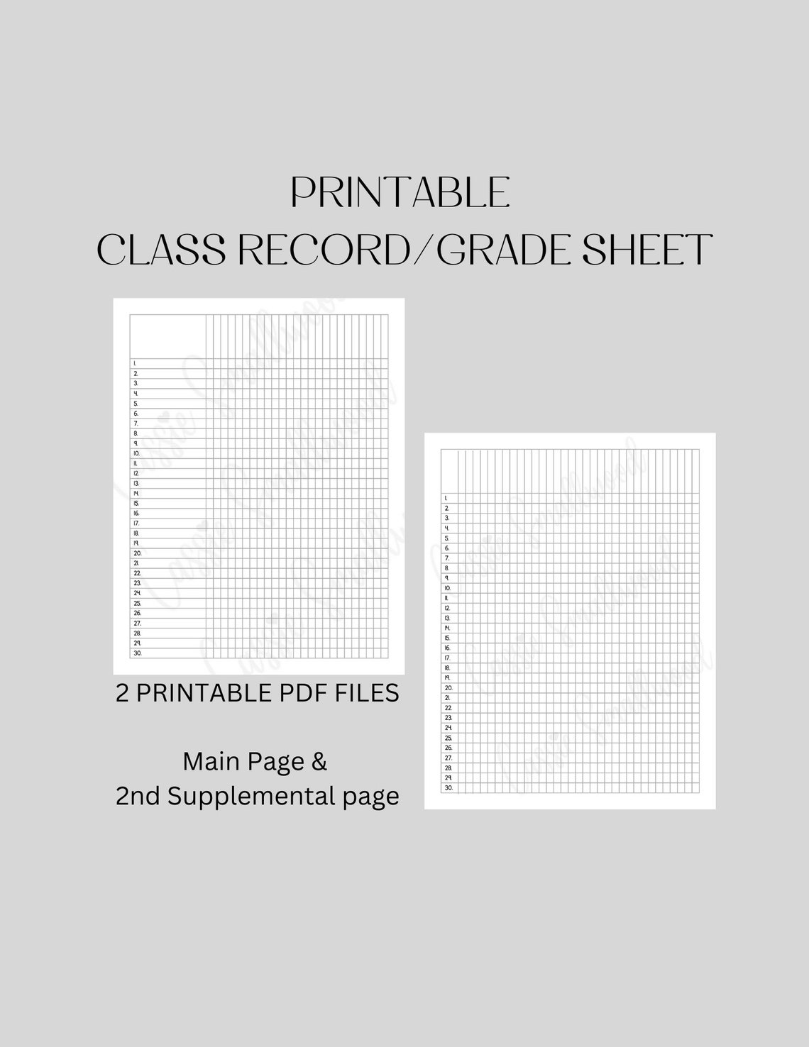 Printable Attendance Template, Student Grade Tracker, Printable Grade ...
